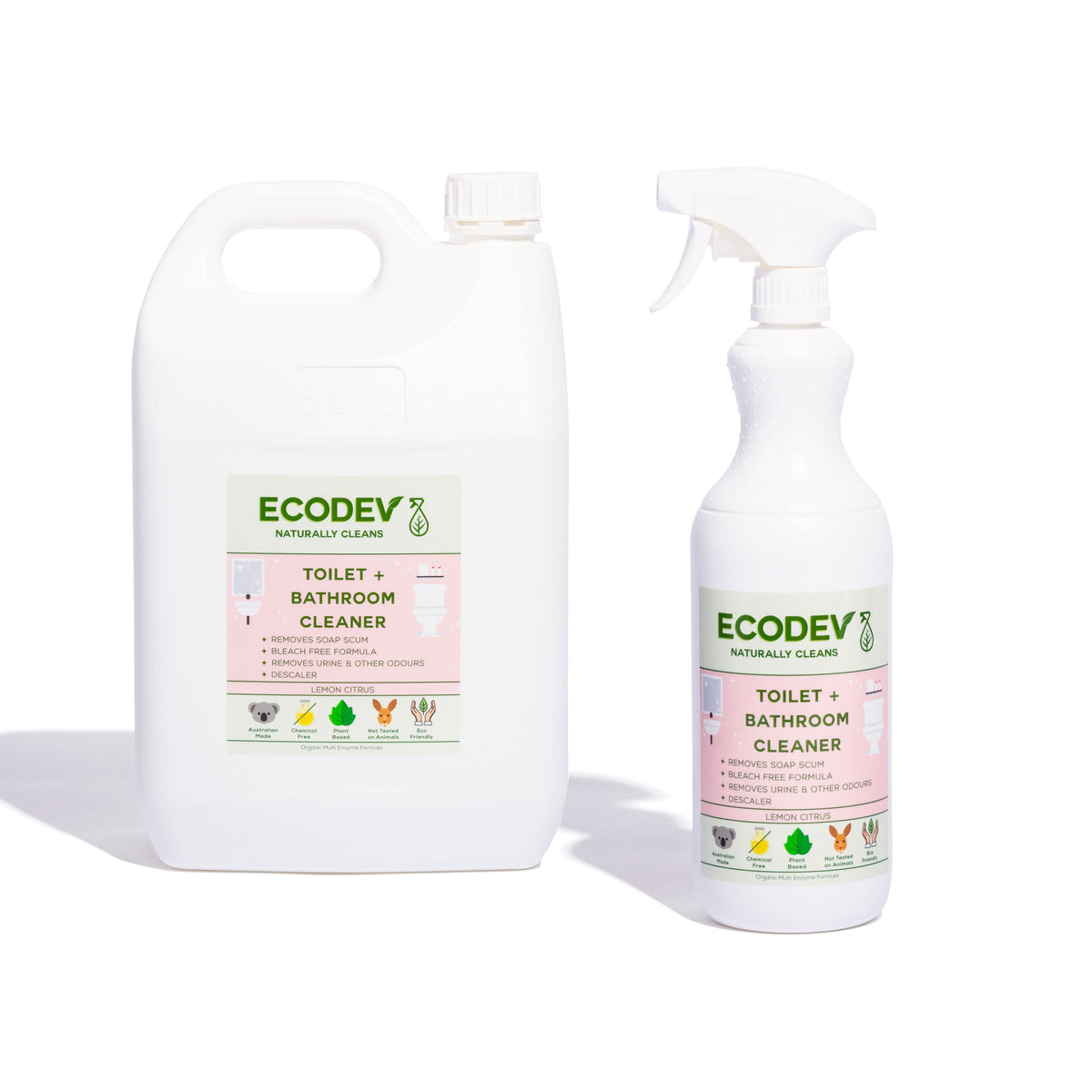 Ecodev Toilet/Bathroom Cleaner 5L + 1L – Enzyme Cleaning Solutions