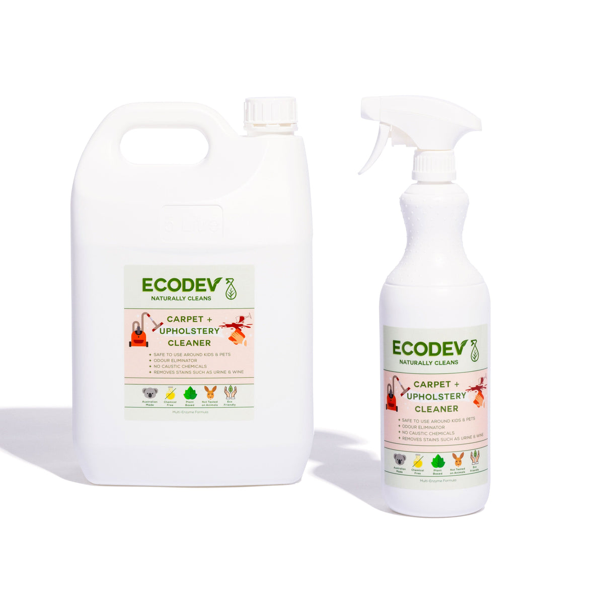 Ecodev Carpet & Upholstery 5L + 1L – Enzyme Cleaning Solutions